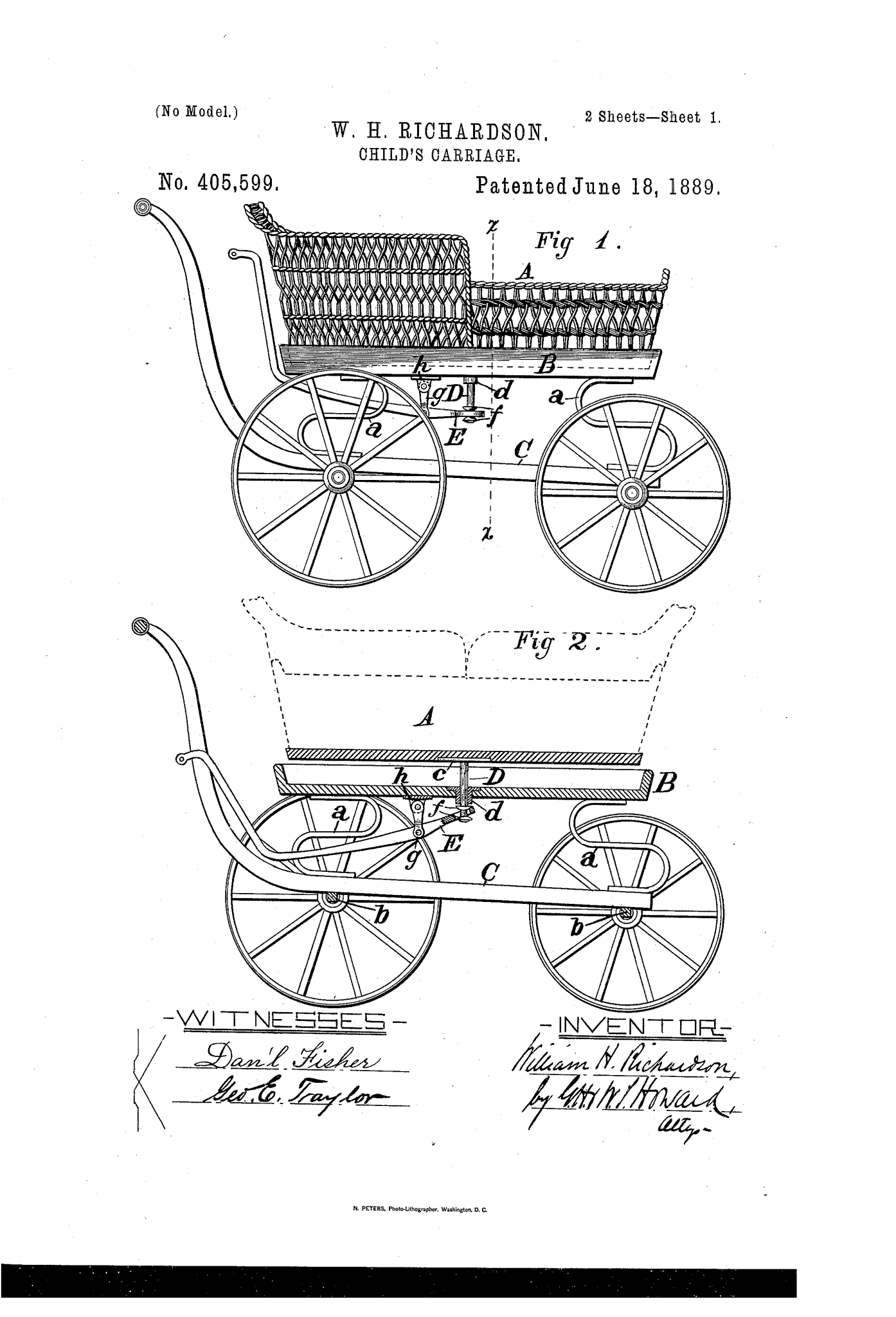 Child’s carriage – William H. Richardson – 1889 – Patent: US405599A ...