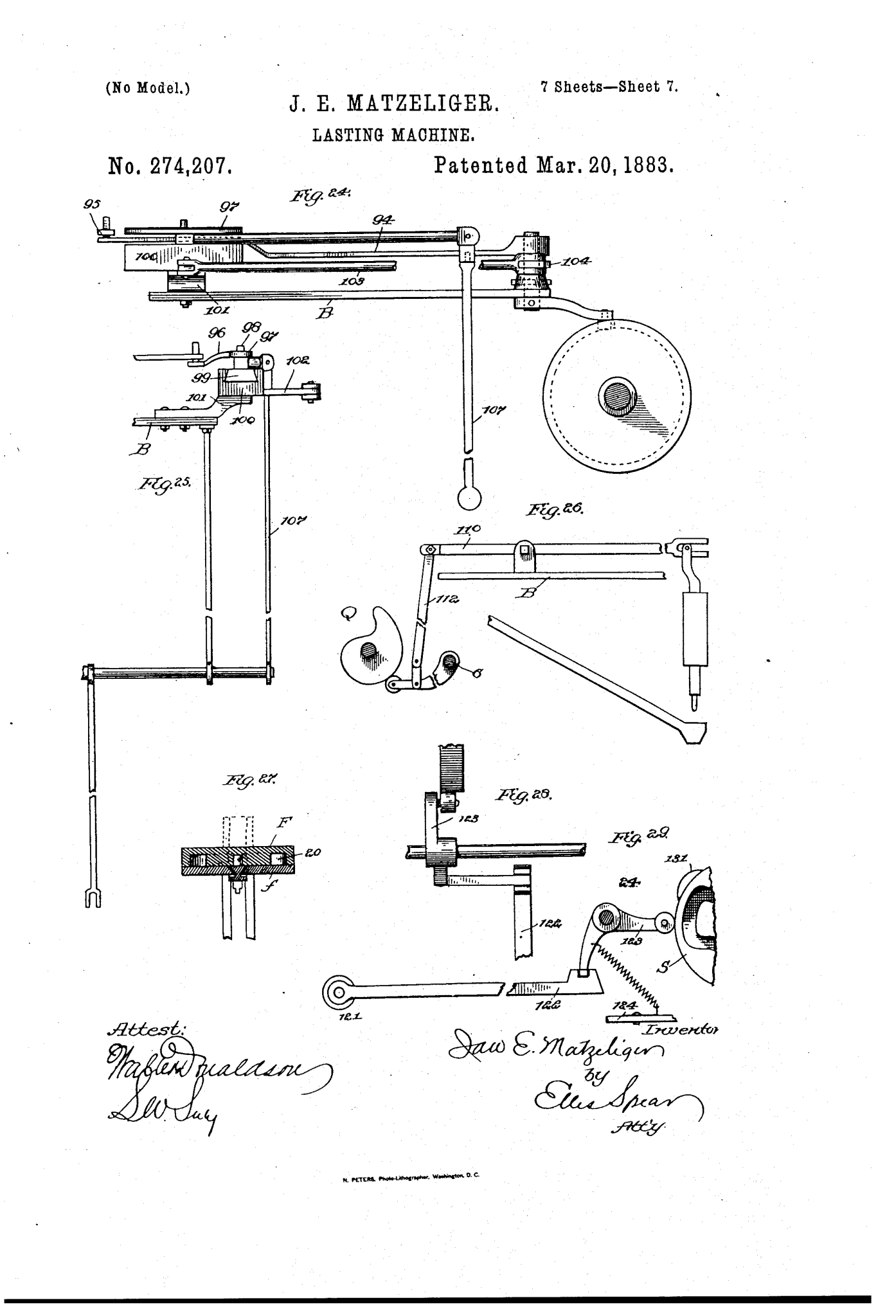 Automatic method for lasting shoes – Jan Ernst Matzeliger – 1883 Patent ...