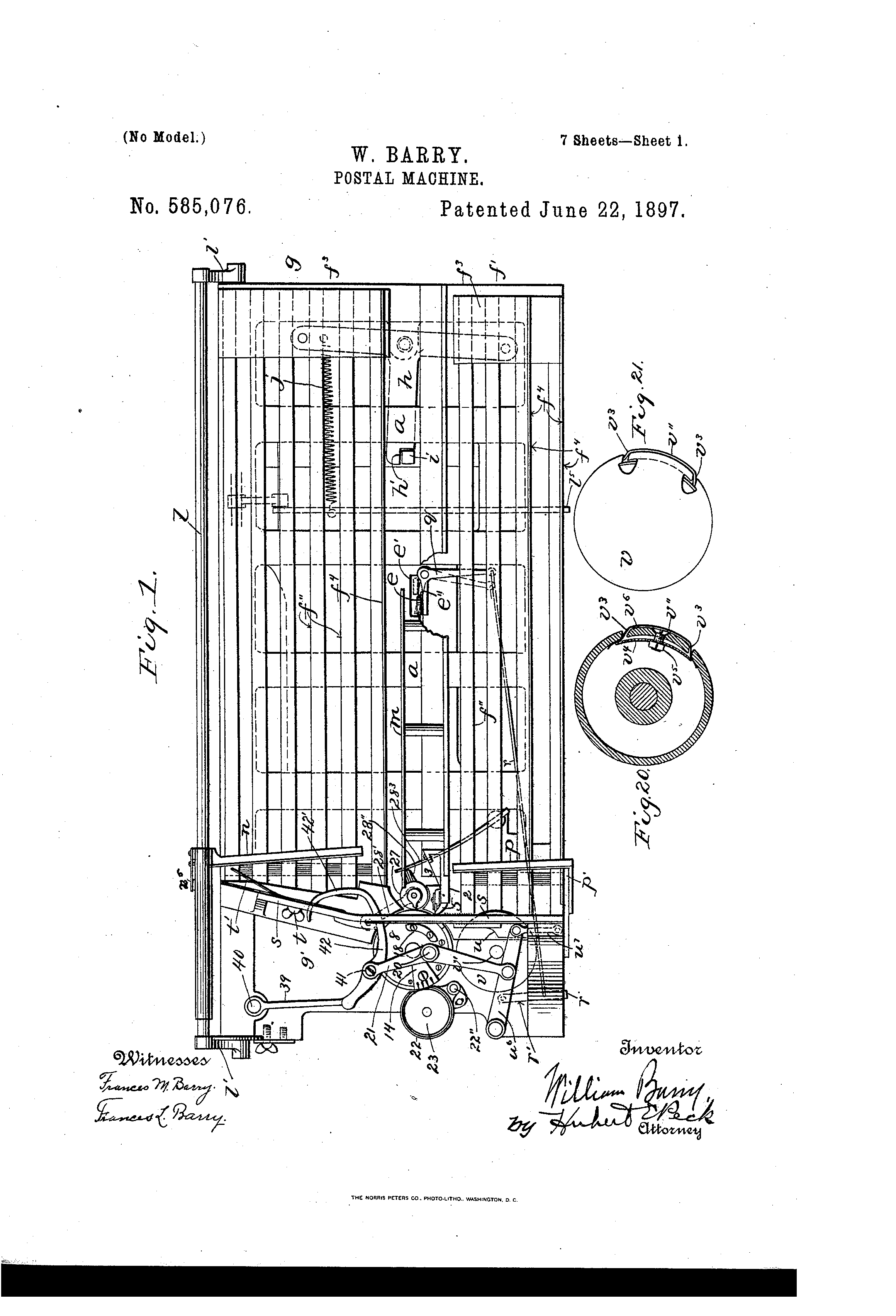 Postal machine – William Barry – 1897 – Patent: US585076A – My 2 cents