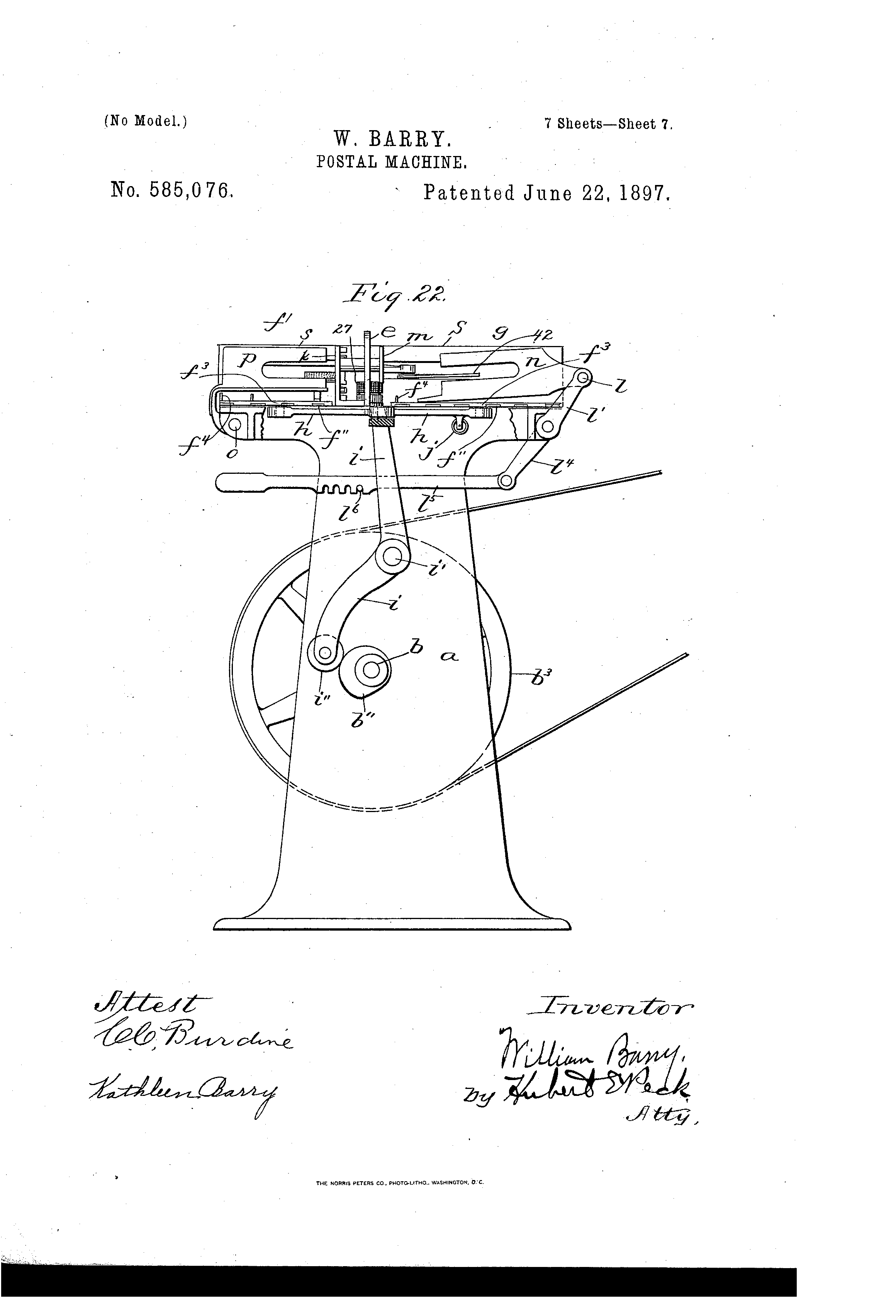 Postal machine – William Barry – 1897 – Patent: US585076A – My 2 cents