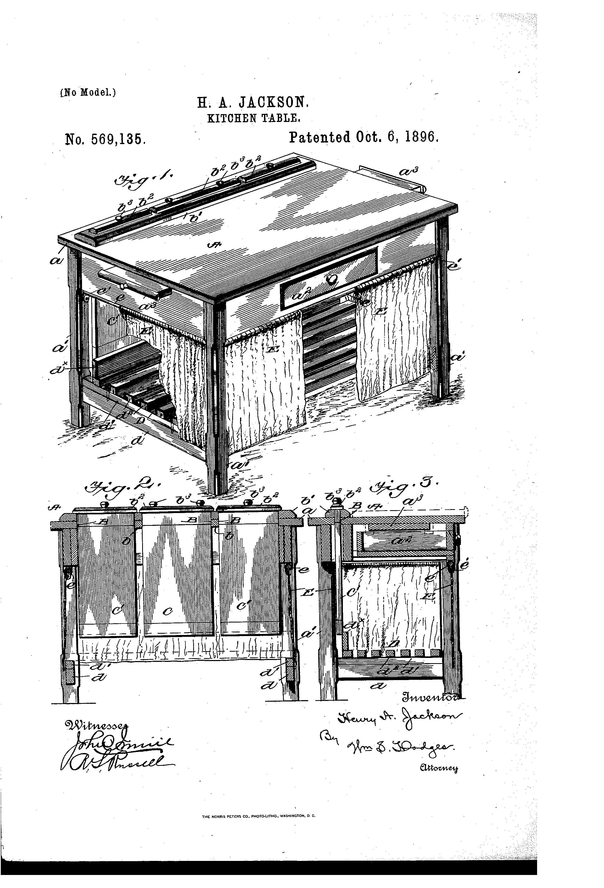 Kitchen table – Henry A. Jackson – 1905 – Patent: US569135A – My 2 cents